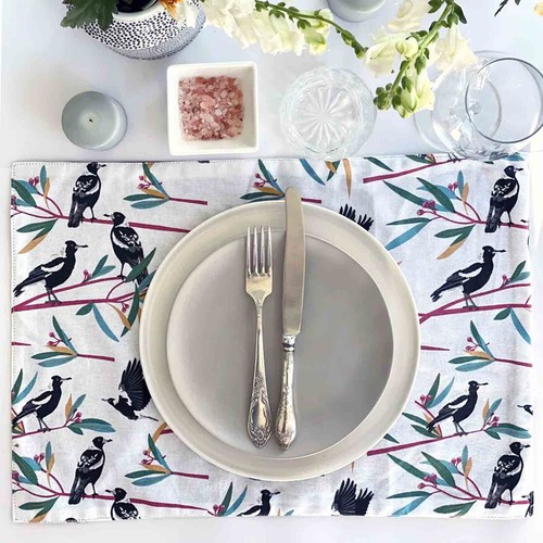 MAGPIES 100% Cotton Placemats Set of 4 Dining Table Linen Fabric ...