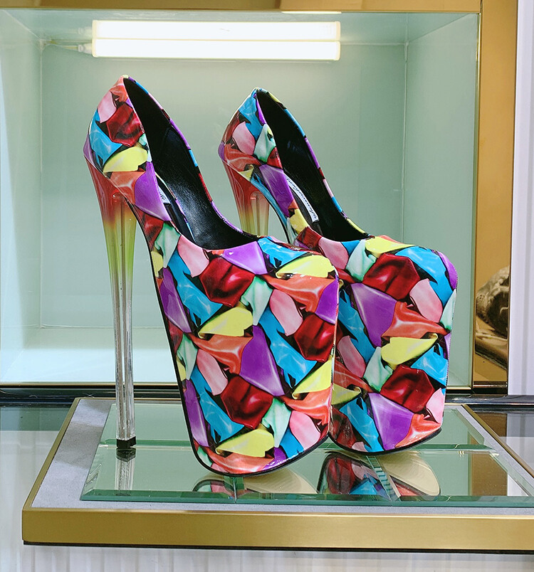 Glamous Colorful 22 cm Super High Pumps Drag Queen Heels Platform Trans ...