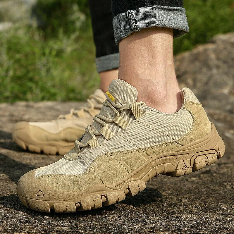 Mens Low Top Military Tactical Desert Combat Ankle Boots Outdoor Hiking ...