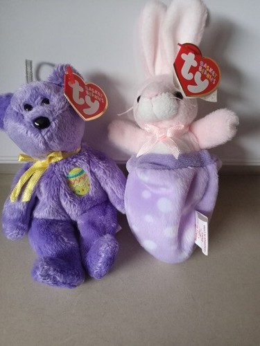 TY Basket Beanie Babies Lot of 2 EGGS III & PETEY. GREAT EASTER BASKET ...