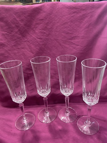 Set Of 4 Cristal D'Arques Durand Longchamp Champagne Flutes Glasses ...