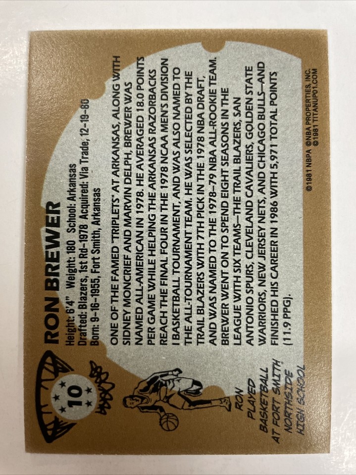 1981 Basketball Ron Brewer Signed Custom Card San Antonio Spurs A-493 ...