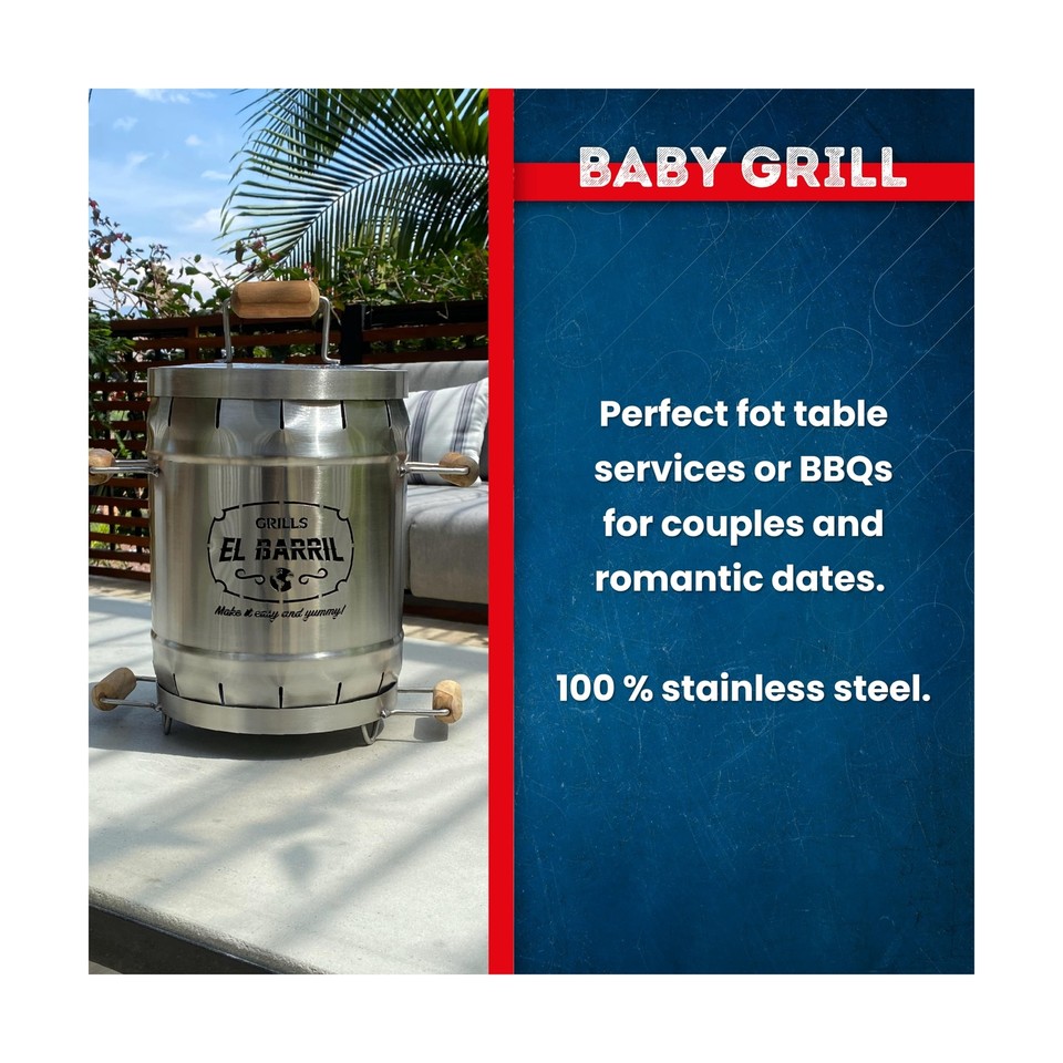 EL BARRIL Grill & Smoker Barrel (EXTRA SMALL)| 100% Stainless Steel ...