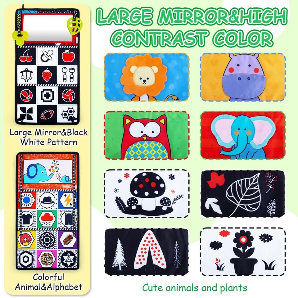 High Contrast Tummy Time Mirror Toy for Babies – Sensory Infant ...