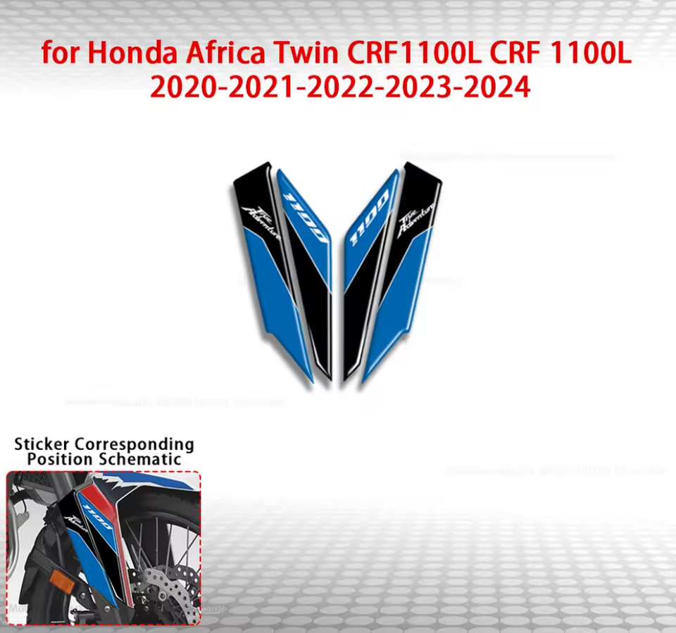 Honda CRF 1100L Africa Twin Front Mudguard Fender Sticker Decals Blue ...