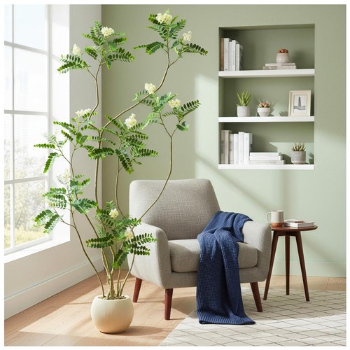 Artificial Locust Tree：6FT Faux Black Locust Floor Plant with White ...