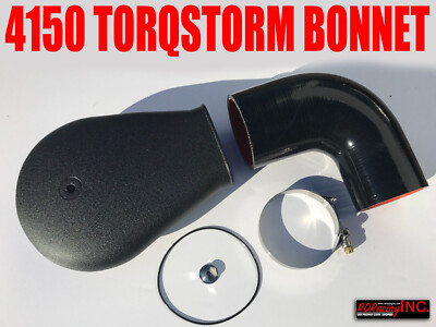 TORQSTORM SUPERCHARGER 4150 BLACK SHORT CARBURETOR BONNET HAT & ELBOW ...