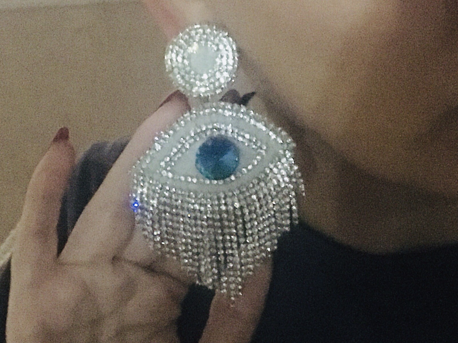 Sale!Handmade Exclusive Evil Eye Blue Rhinestone Asymmetrical ...