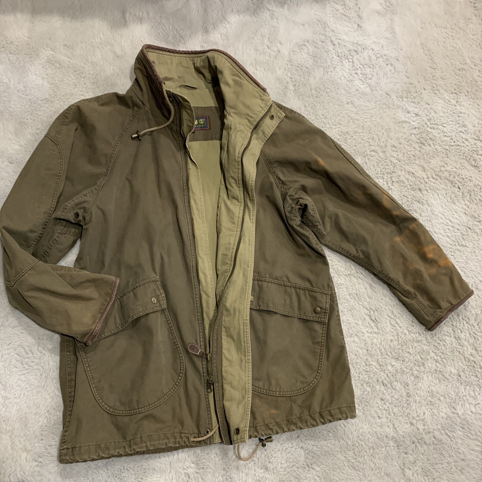 Vintage Timberland Weathergear Men L Green Canvas Hunting Chore Jacket ...