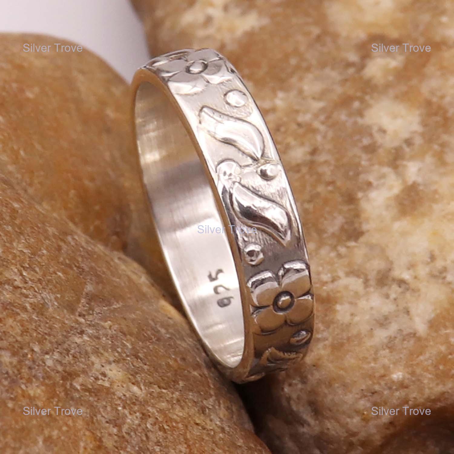 Band Ring Size 925 Solid Sterling Silver Handmade Indian Jewelry | eBay