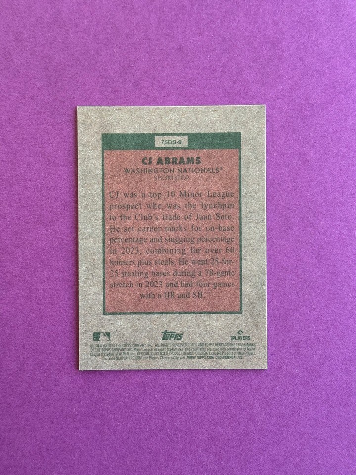 2024 Topps Heritage 1975 Baseball Sensation Gold FOil SP CJ Abrams ...