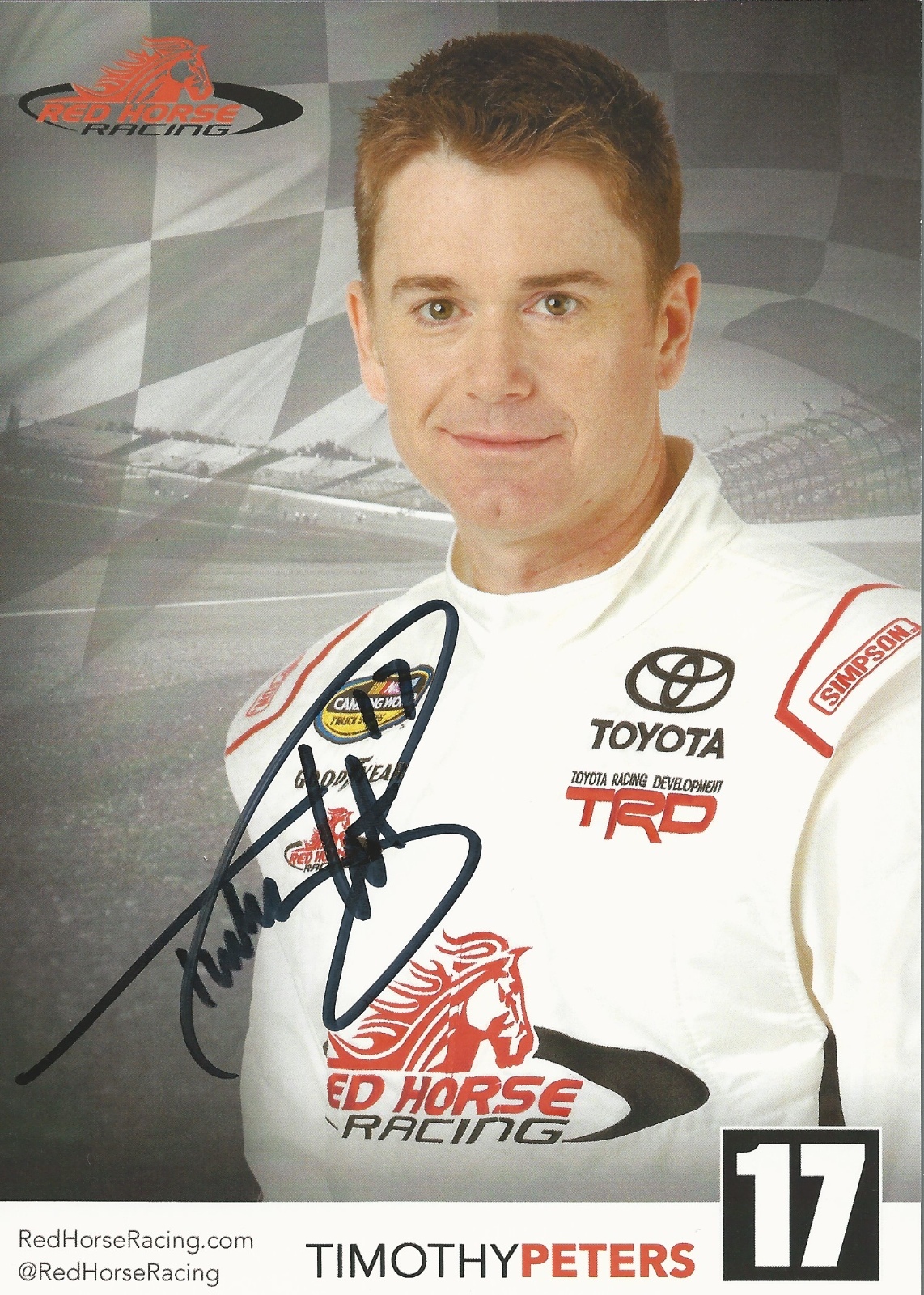 SIGNED 2016 TIMOTHY PETERS "RED HORSE RACING TOYOTA" #17 NASCAR TRUCK ...