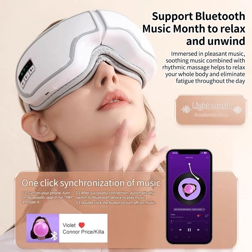 Eye Massager, Smart Eye Mask, Heated Eye Mask with Bluetooth Music ...