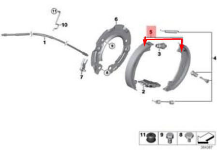NEW BMW 1 E88 REAR PARKING BRAKE SHOE KIT 34416761292 OEM | eBay