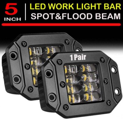 2X 5" 300W Flush Mount LED Lights Pods Backup Reverse Rear Bumper Off ...