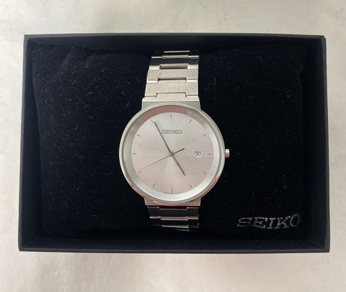 Seiko Quartz Silver Sunray Dial Men's Stainless Steel Bracelet Watch ...