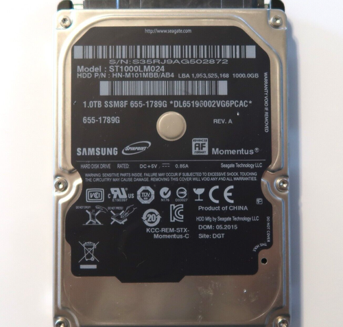 Samsung ST1000LM024 HN-M101MBB/AB4 REV.A DGT (S35) China 1000g Sata HDD ...