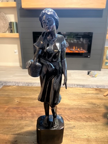 RARE Handcarved Wooden Female Statue/Sculpture with Black lacquer | eBay