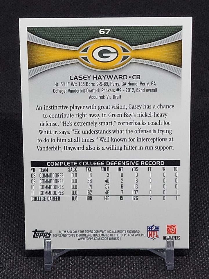 2012 Topps Chrome #67 Casey Hayward RC | eBay