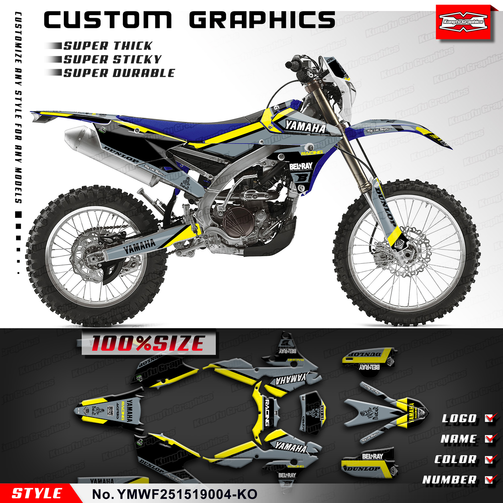 Racing Graphics Decal for Yamaha WR250F 450F YZ250FX YZ450F YZ450FX ...