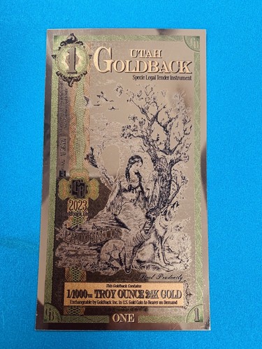 ** 2023 ** Utah 1 Goldback Aurum Gold Note 1/1000 oz 24kt .999 Fine ...