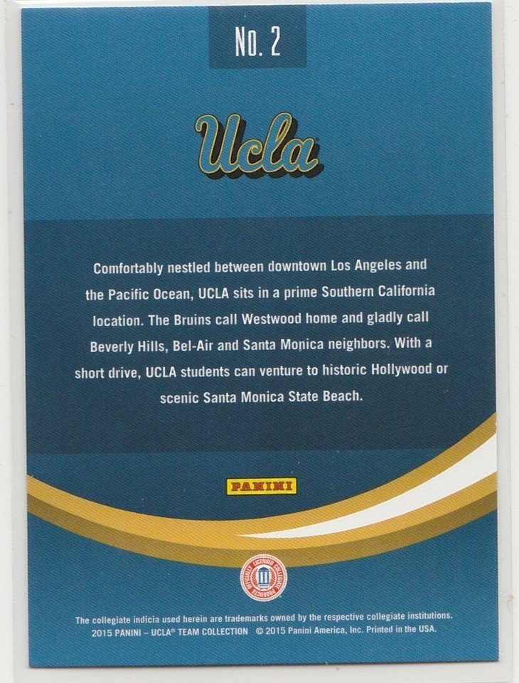 TEAM LOGO CARD 2015 UCLA PANINI COLLEGIATE #2 BLACK PARALLEL SERIAL #'D ...