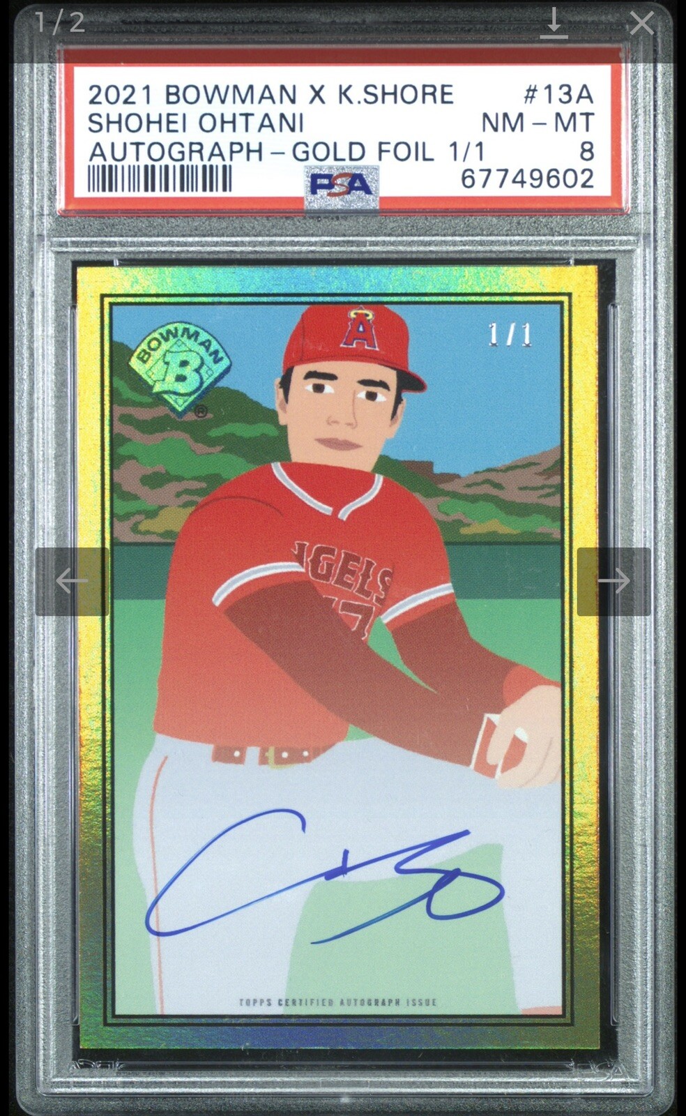 Shohei Ohtani 2021 Topps X Bowman Keith Shore Gold Foil Autograph 1/1 ...