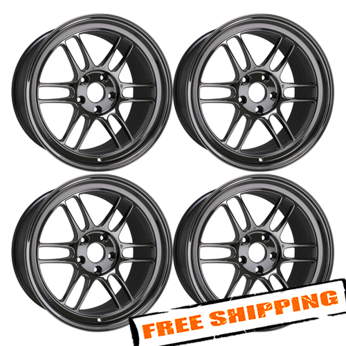Enkei 37981056515SBC Set of 4 18x10.5 5x114.3 15mm RPF1 Black Chrome ...