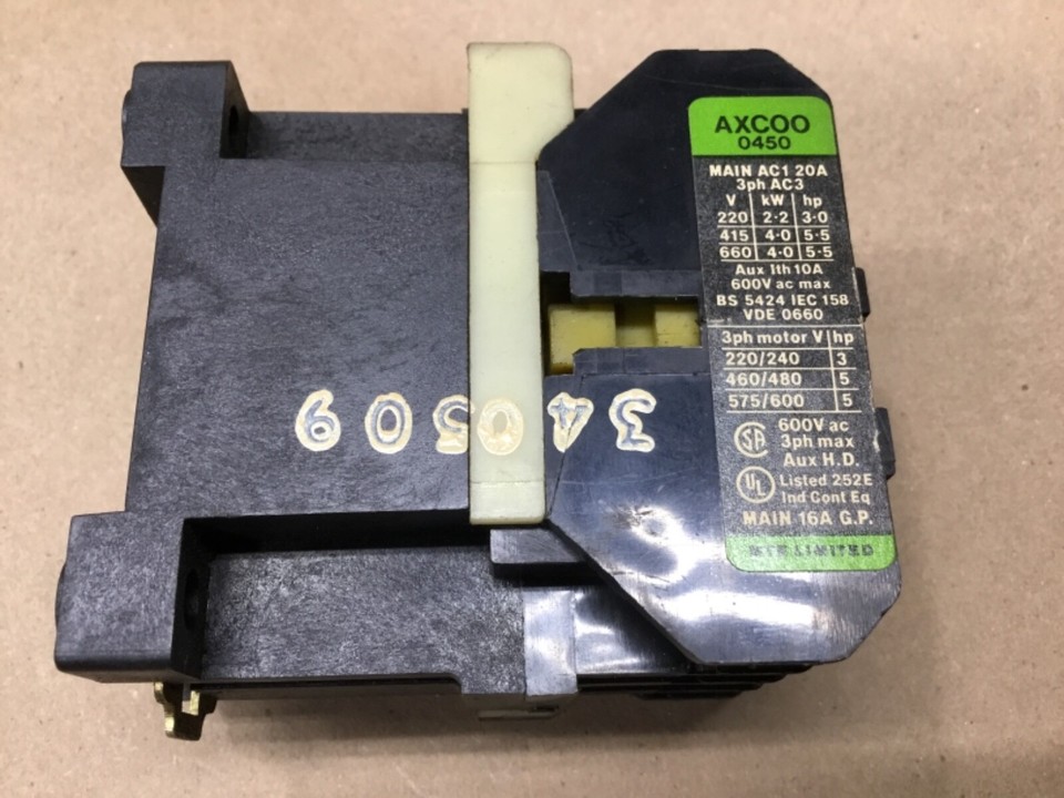 MTE Contactor AXCOO 0450 600VAC 3PH 20A 025V Coil #012D19 | eBay