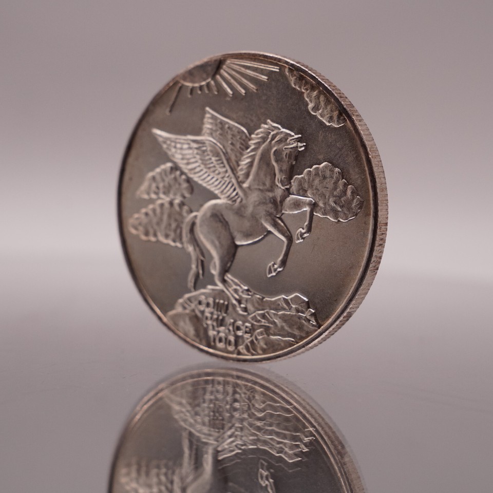 Coin Palace Too Pegasus Flying Horse 1oz 999 FINE Silver art bar round ...
