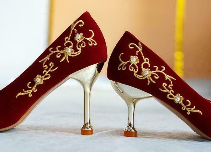 Female Xiuhe Wedding Wedding Shoes Chinese Bridal Red High Heels Pumps ...