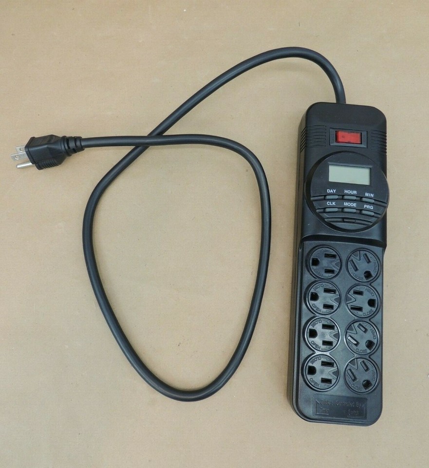 8 OUTLET POWER STRIP WITH 7-DAY PROGRAMMABLE TIMER BLACK E192912 PS-805 ...