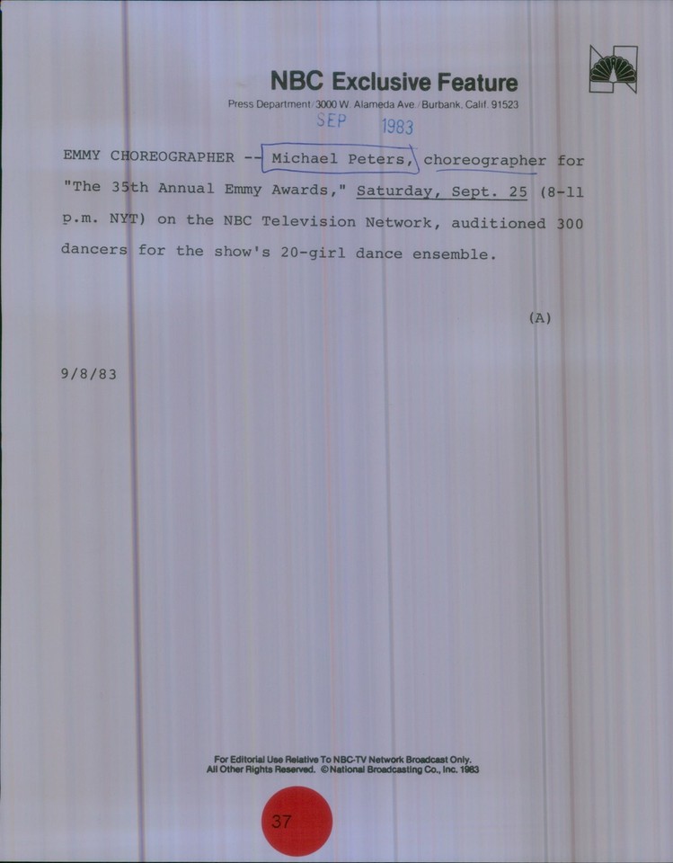 LG804 1983 Original Photo EMMY COREOGRAPHER Michael Peters Dance ...