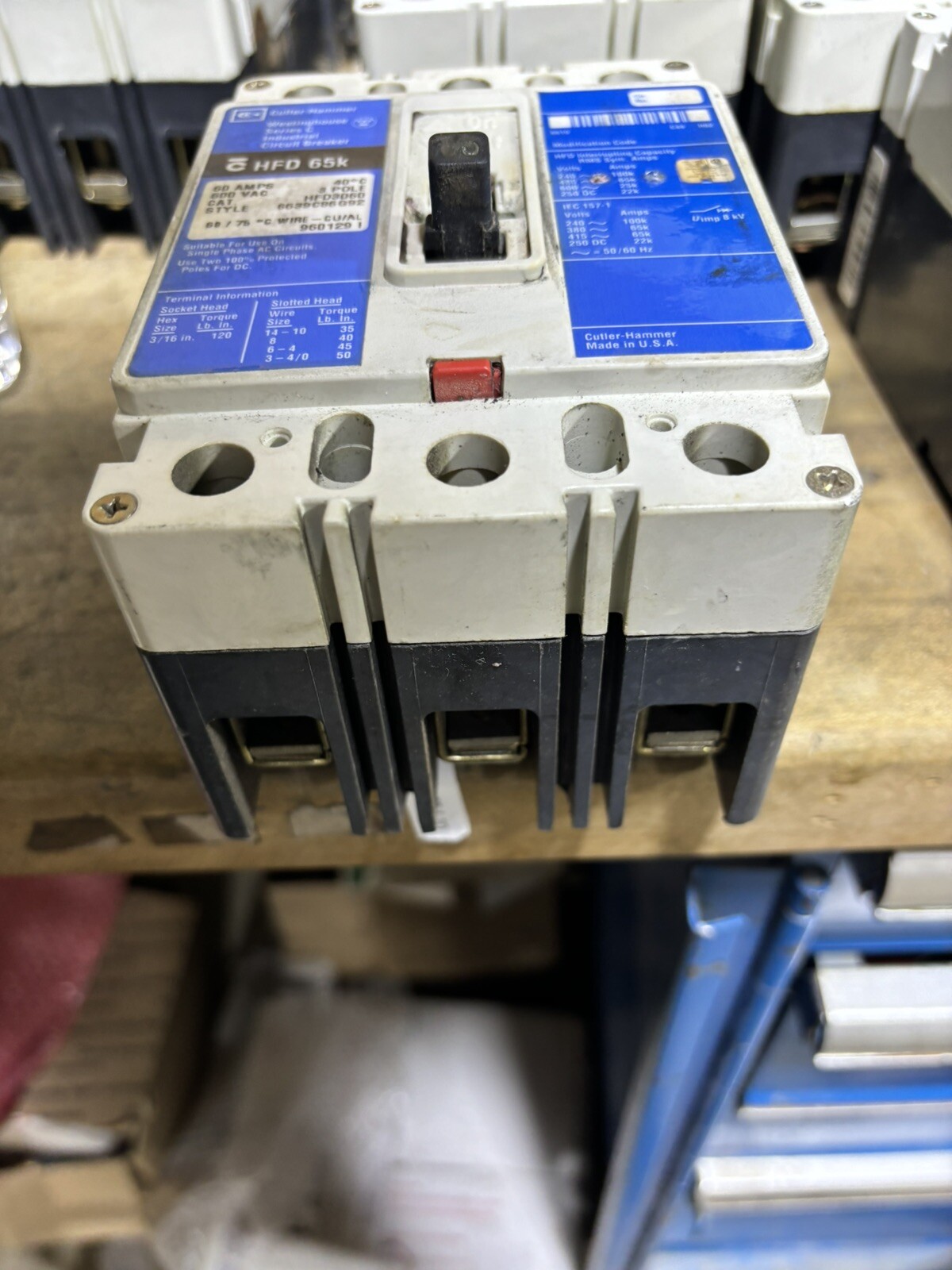 Cutler Hammer Westinghouse HFD3060 65K 3 Pole 60A Circuit Breaker USED ...