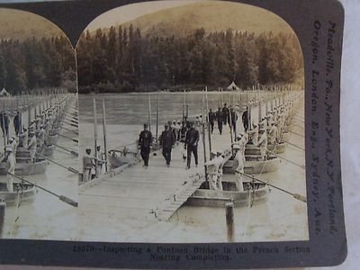 WW1 INSP. A PONTOON BRIDGE FRENCH SEC. NEARING COMPLETION KEYSTONE ...