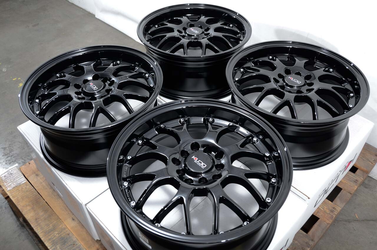 16" 5x100 5x114.3 Mesh Wheels Rims Full Black w/Chrome Rivets Honda ...