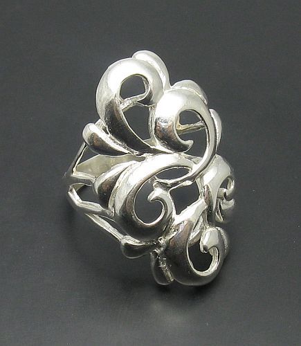 Stylish Long Genuine Sterling Silver Ring Solid 925 Perfect Quality ...