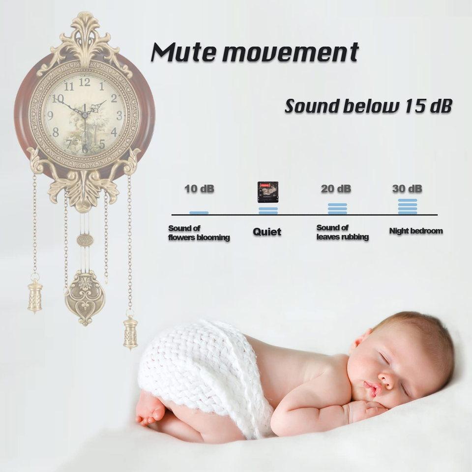 Dia 9-Inch Retro Style Vintage Wood Indoor Wall Clock with Swinging ...