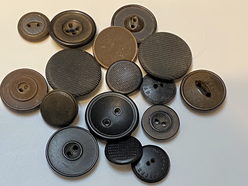 16 mixed LOT circa 1851 Hard Rubber Early Goodyear Buttons all back ...