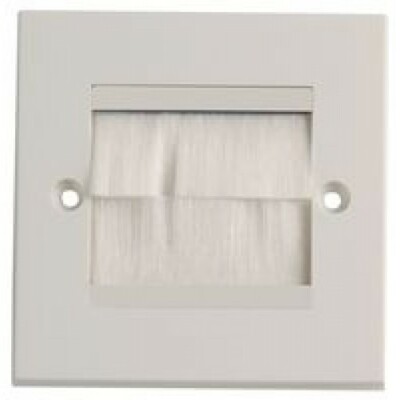 White Brush Single 1 Gang Cable Hole Cover Outlet Tidy Brush Wall Plate ...
