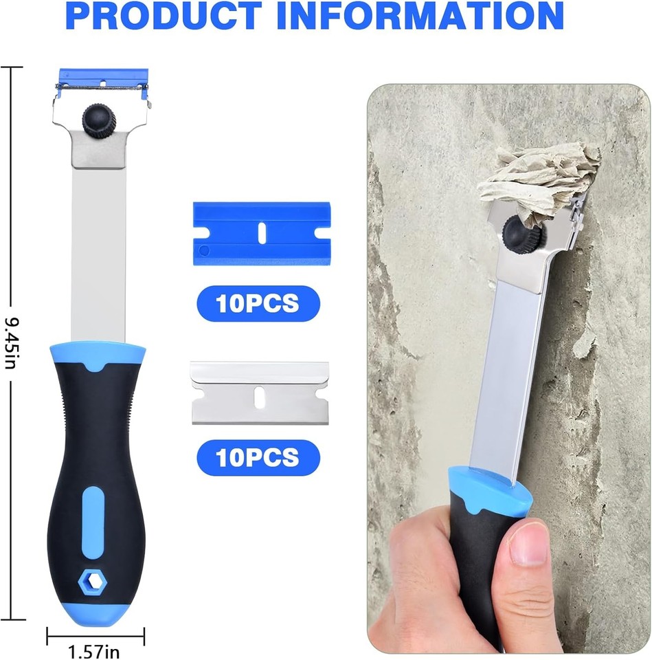 Razor Blade Scraper Tool with 20 Extra Replacement Blades (Metal ...