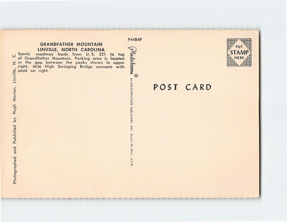 Postcard Grandfather Mountain Linville North Carolina USA | eBay