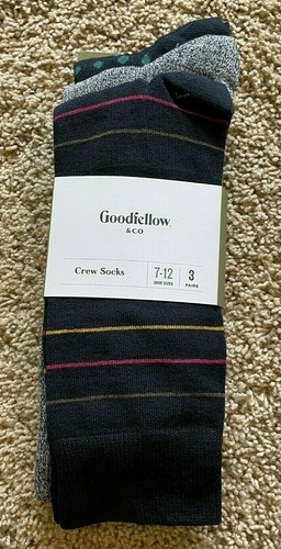Mens Blue 3 Pair Goodfellow Crew Socks Shoe Size 7-12 191906124713 | eBay