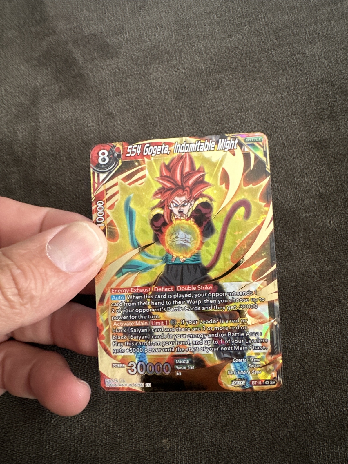 SS4 Gogeta Indomitable Might BT18-143 SR Dawn of the Z-Legends Card ...