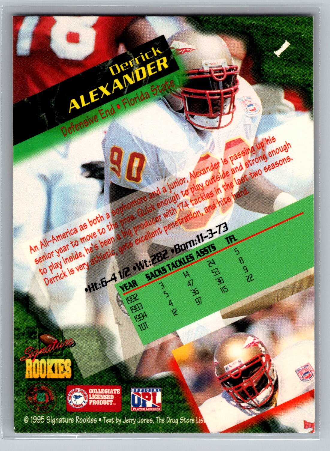 1995 Signature Rookies - International #1 Derrick Alexander for sale ...