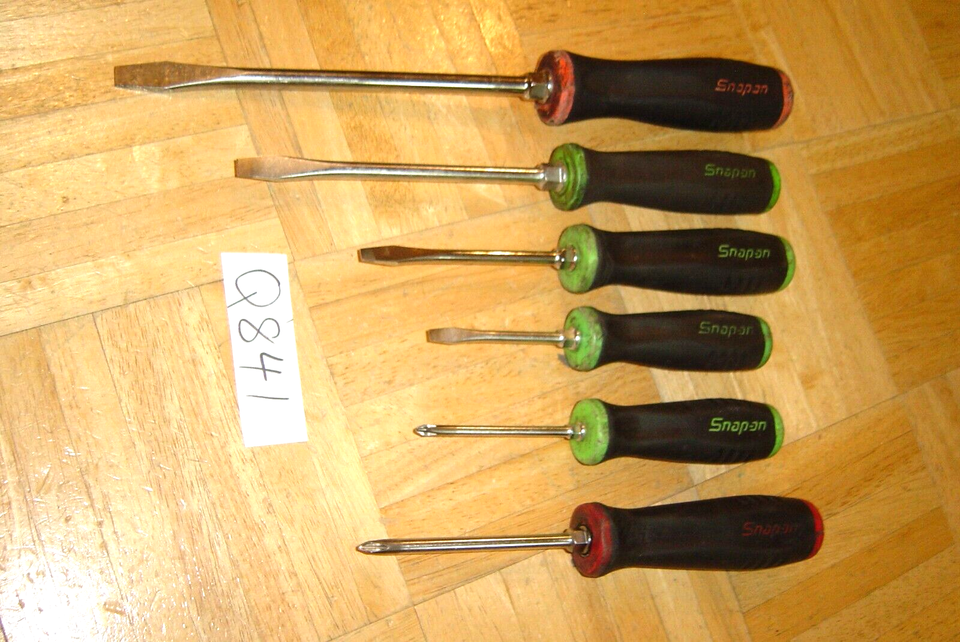 SNAP-ON TOOLS 6 PIECE GREEN & ORANGE SOFT GRIP HANDLE SCREWDRIVER SET ...