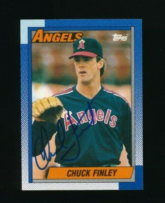 1990 Topps #147 Chuck Finley signed autograph blue sharpie super tough ...
