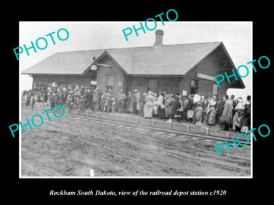 OLD 8x6 HISTORIC PHOTO OF ROCKHAM SOUTH DAKOTA RAILROAD DEPOT STATION ...