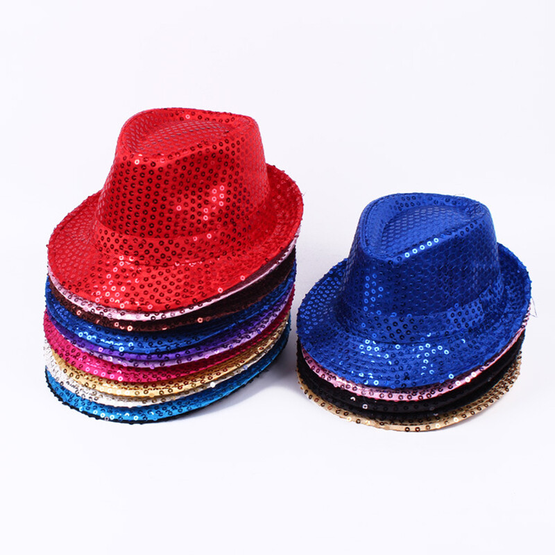 Men Women Jazz Hat Glitter Sequins Stage Dance Show Performance Jazz ...