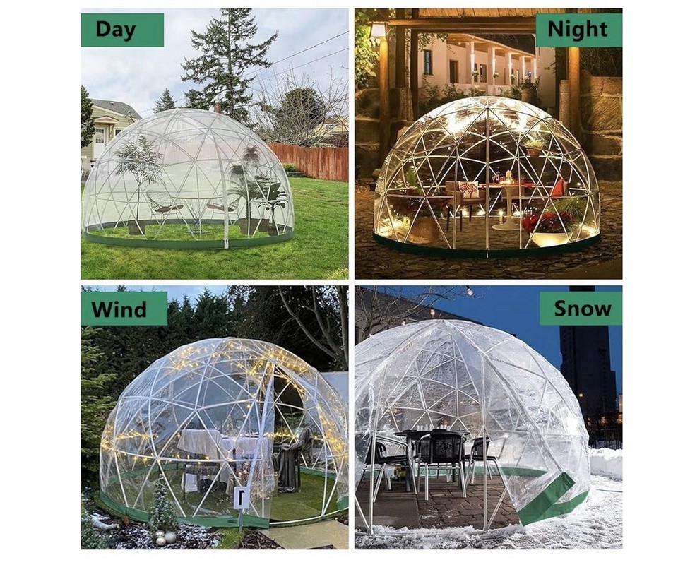 12FT Garden Dome Tent,Outdoor Igloo with PVC Clear Cover, Waterproof ...